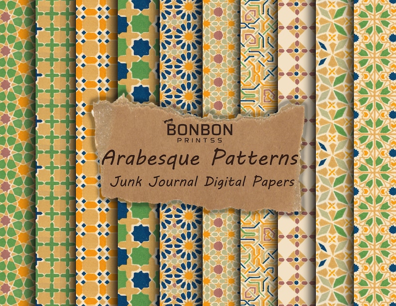 Vintage Arabesque Patterns: Moroccan Tile Seamless Papers (digital ...