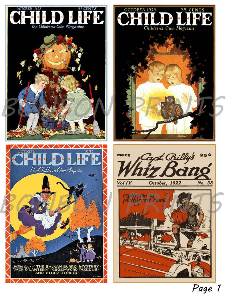 Vintage Halloween Magazine Covers: Printable Ephemera (digital Download ...