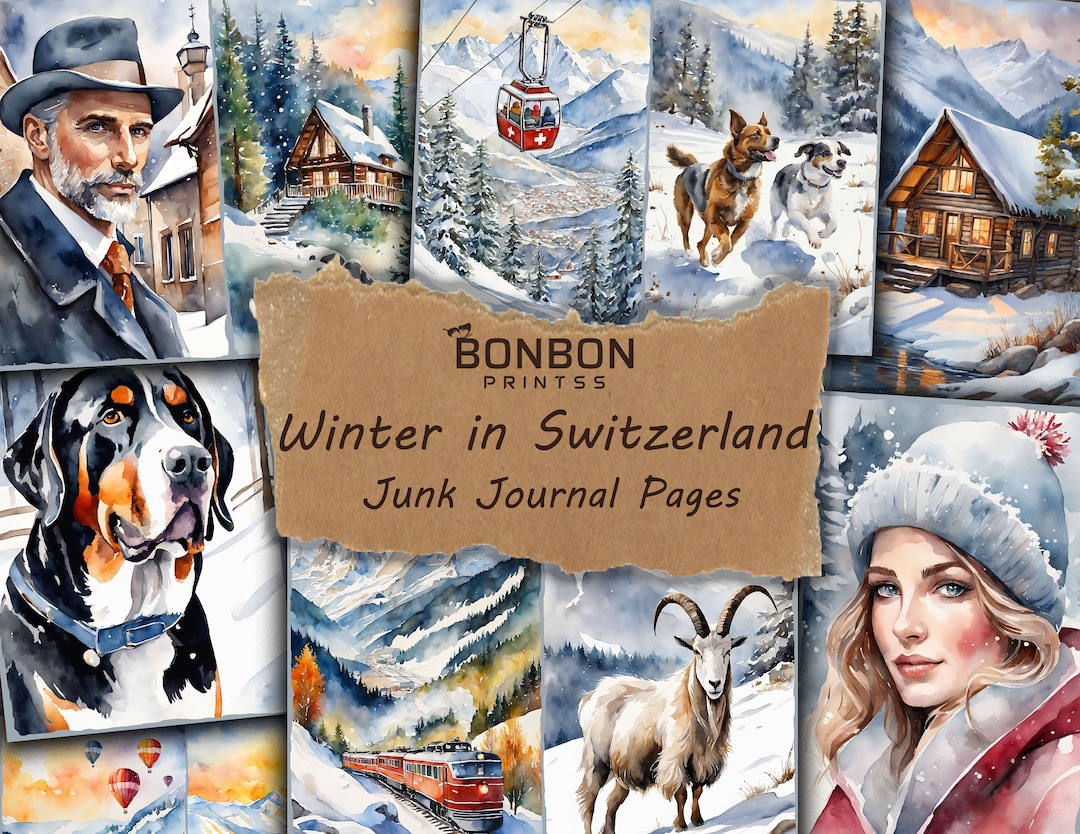 Winter in Switzerland Junk Journal Pages: Swiss Alps Wonderland (digital Download) - Etsy