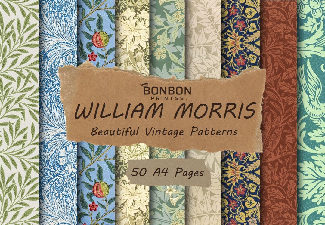 50 Printable Sheets, William Morris Patterns, Scrapbook Ephemera ...