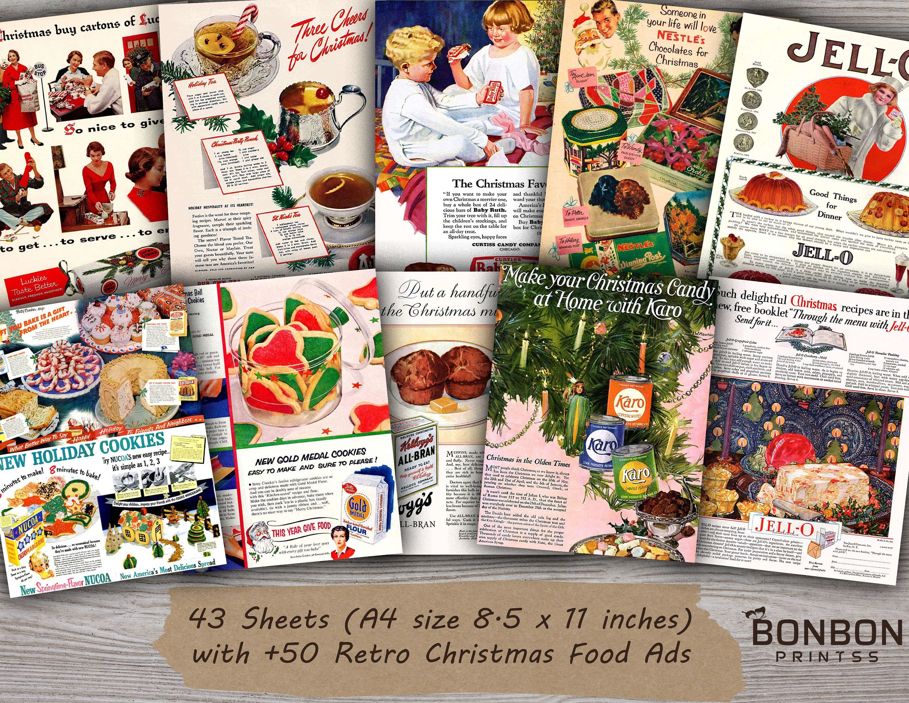 Retro Christmas Food Ads: Vintage Holiday Ephemera (digital Download ...