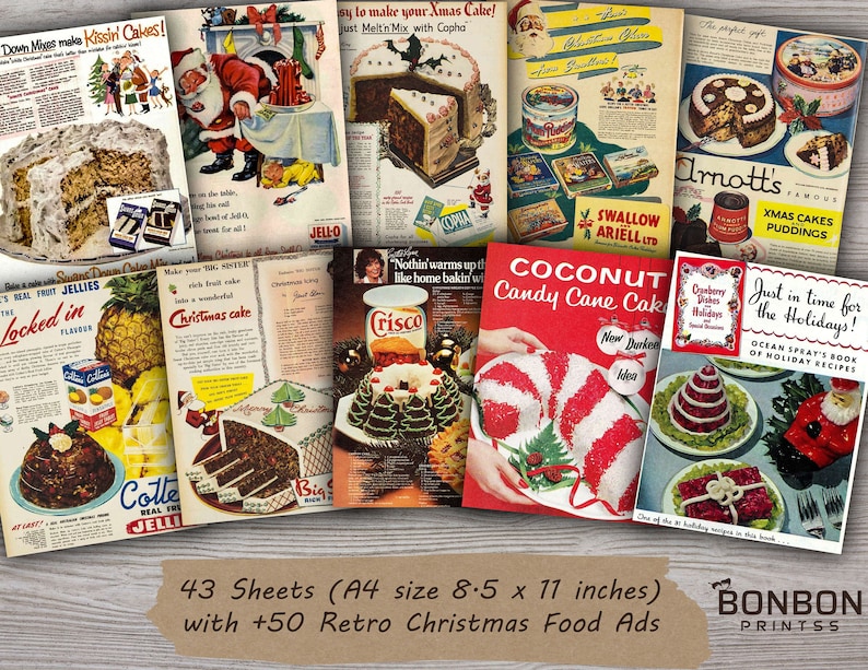 Retro Christmas Food Ads: Vintage Holiday Ephemera (digital Download ...