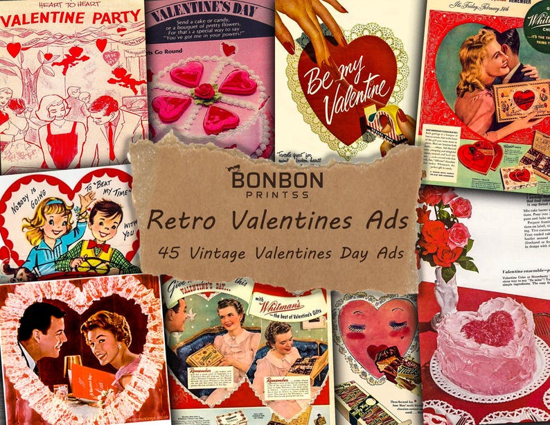 Retro Valentine's Day Ads: Vintage Ephemera Printables (digital ...