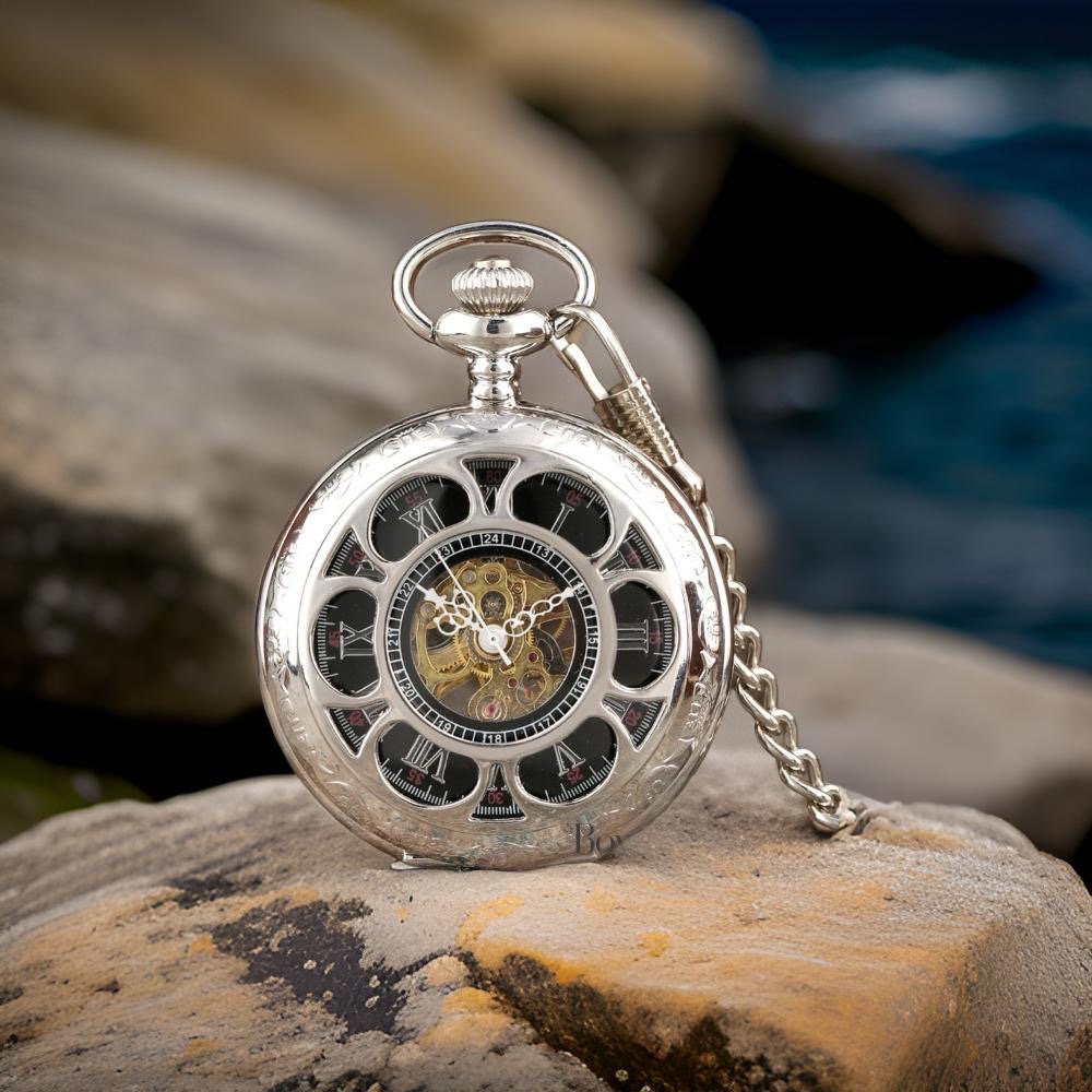 Silver Mechanical Pocket Watch Durable and Stylish for Wedding ...