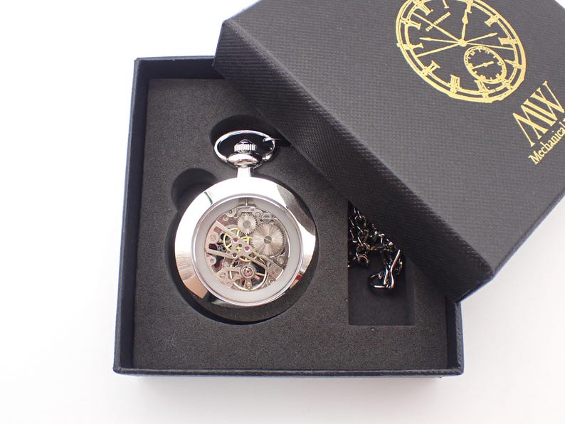 Skeleton Mechanical Pocket Watch - Gunmetal Black, Steampunk Style - Etsy