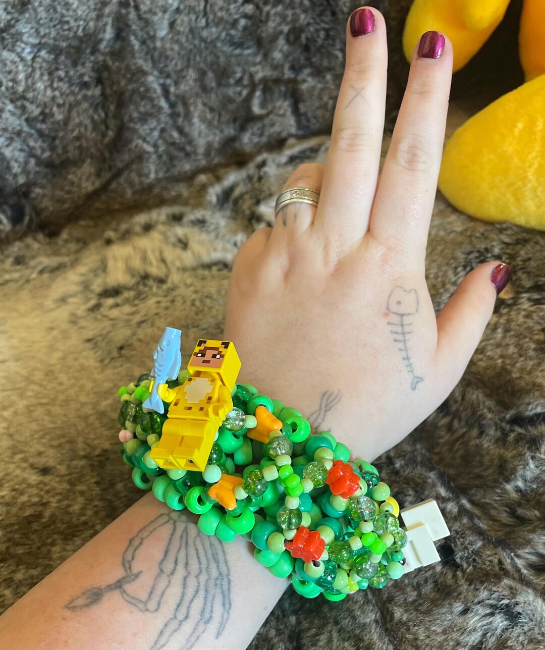 Welcome to the Jungle!- Lego Minecraft Jungle Themed Kandi Cuff - Etsy