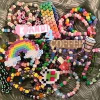 Kandi Perler Splatoon Squid Bracelet, Kandi Kid, Rave Jewelry, Colorful ...