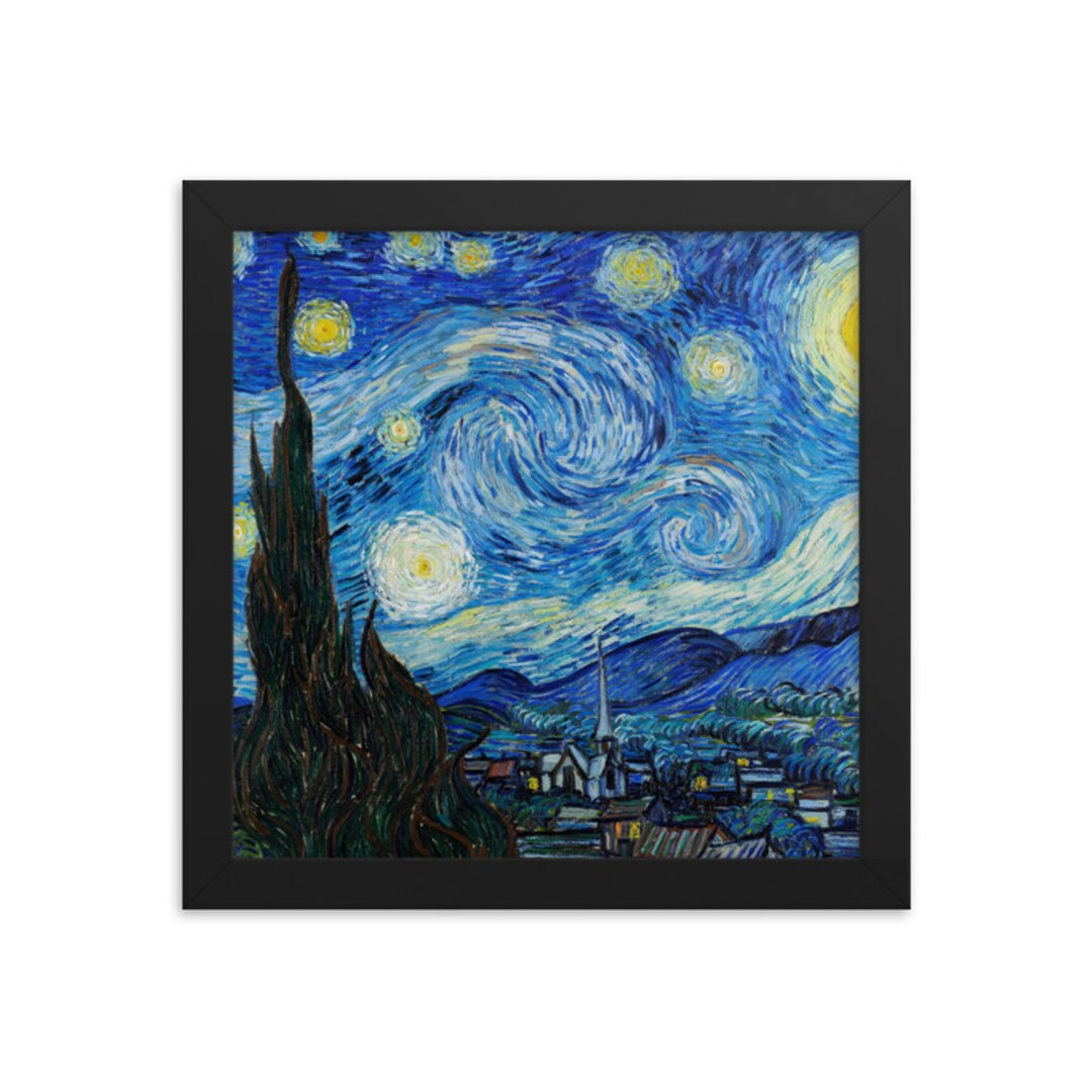Starry Night Reproduction Matte Paper Framed Vincent Van Gogh - Etsy