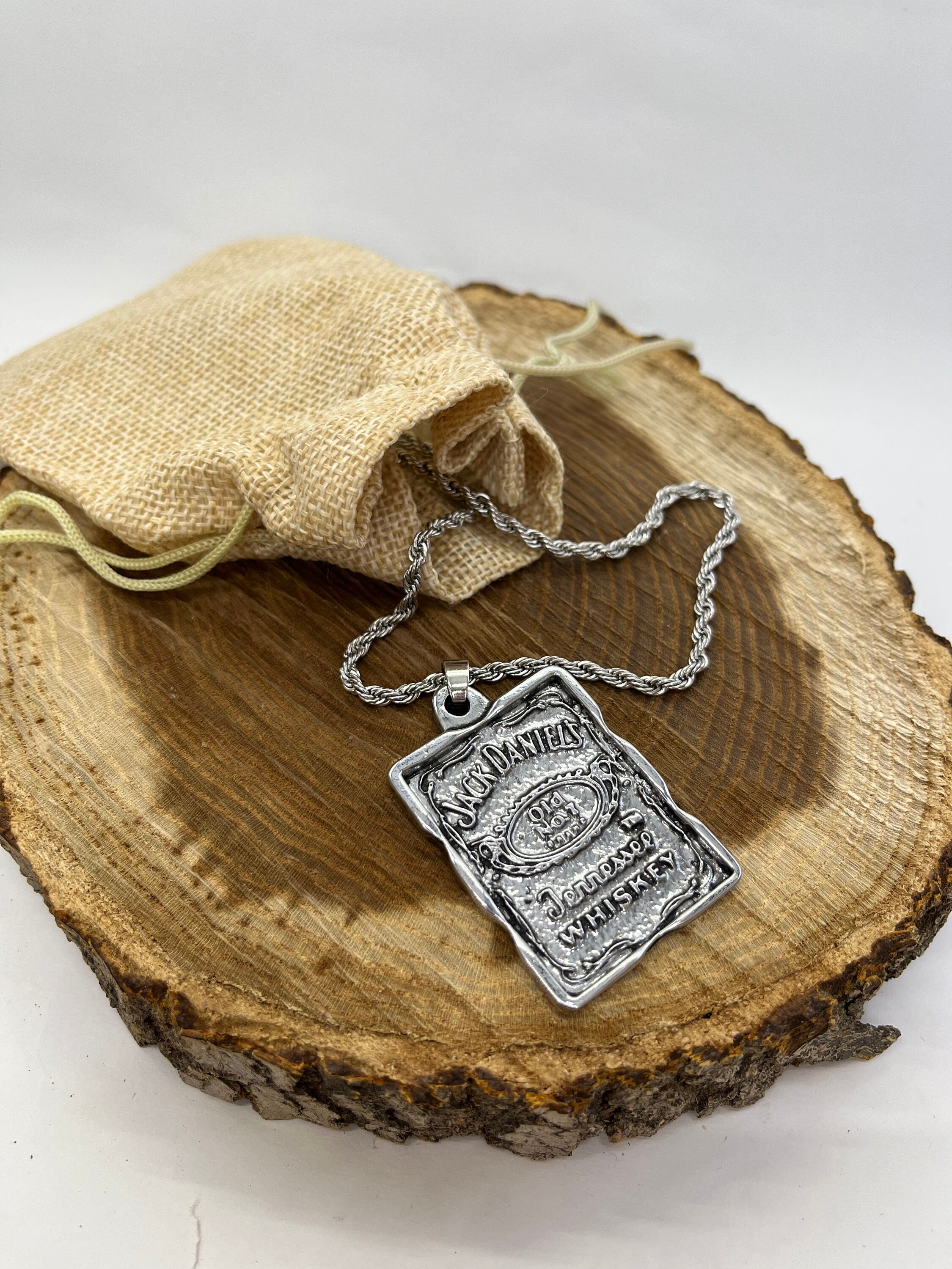 Jack Daniel's Inspired Stainless Steel Pendant Whiskey Lover's Necklace ...