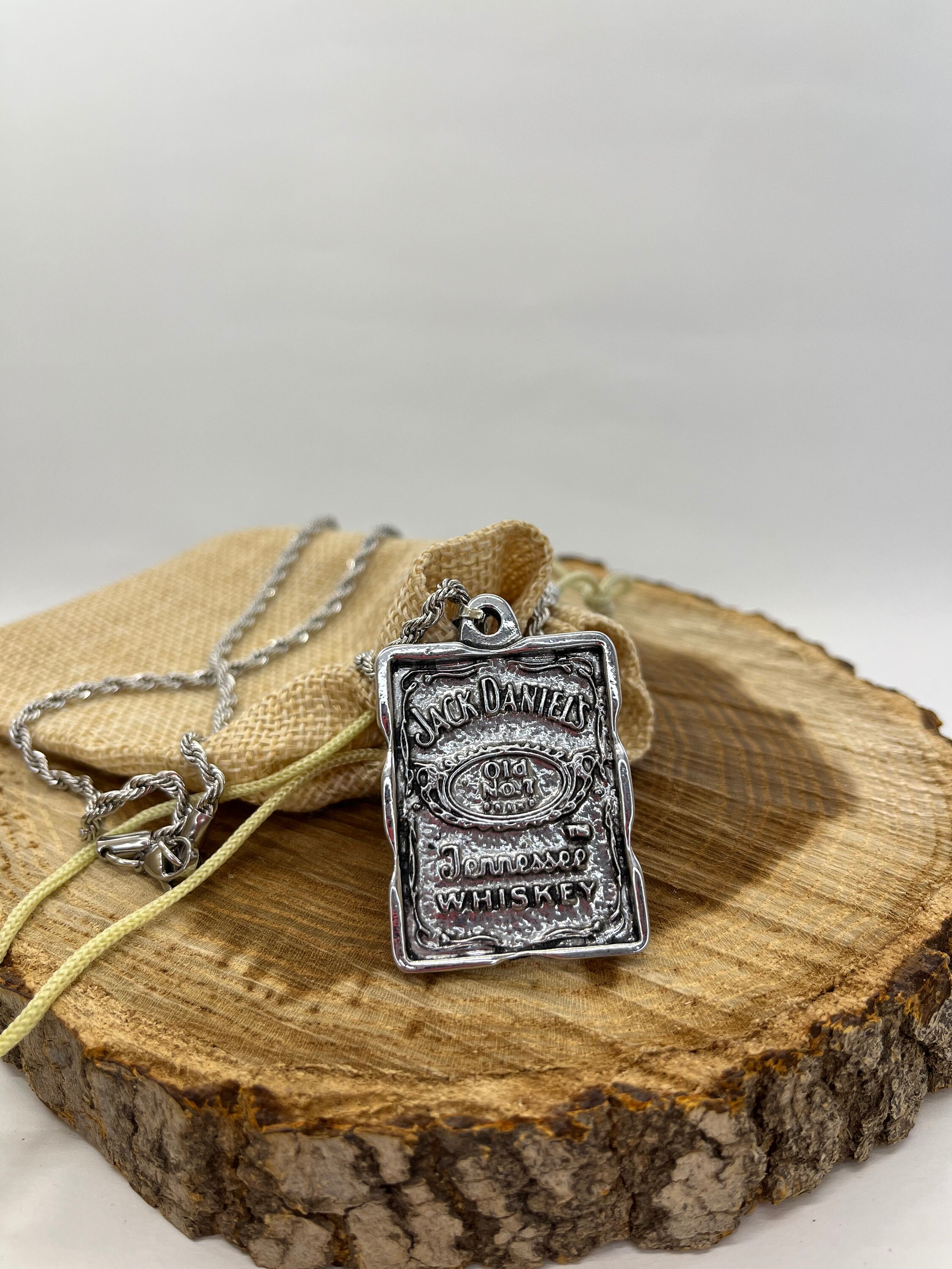 Jack Daniel's Inspired Stainless Steel Pendant Whiskey Lover's Necklace ...