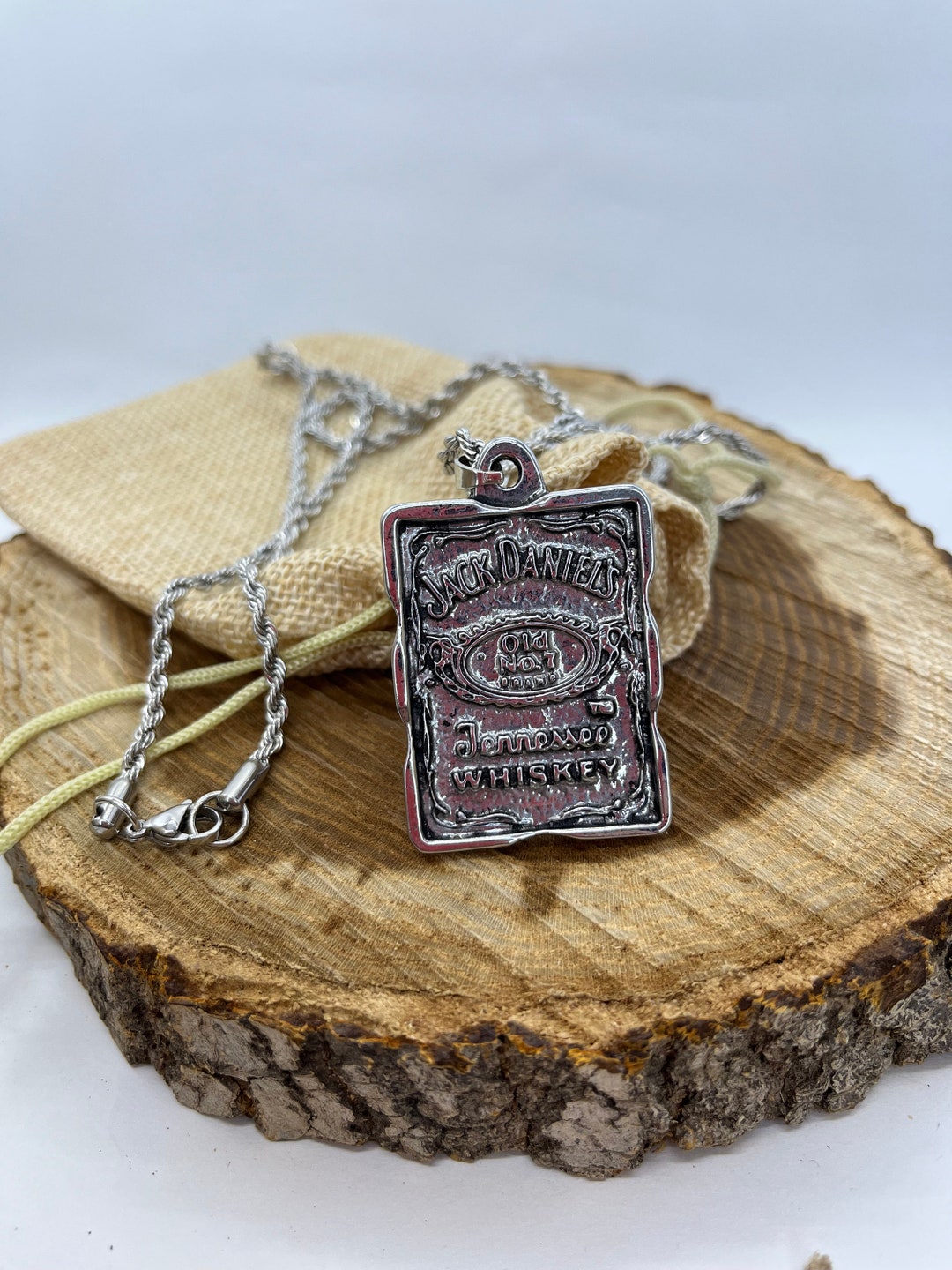 Jack Daniel's Inspired Stainless Steel Pendant Whiskey Lover's Necklace ...