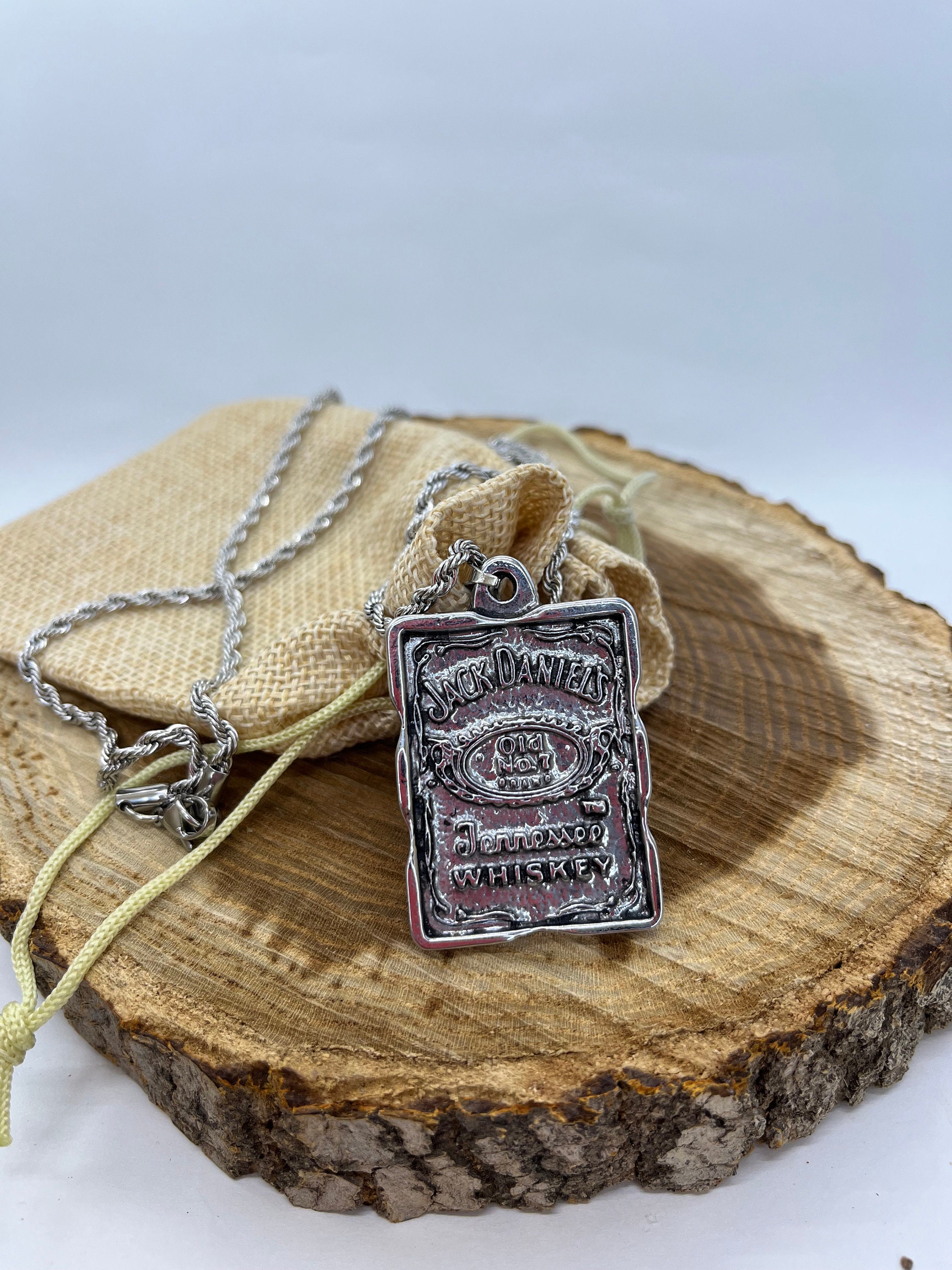 Jack Daniel's Inspired Stainless Steel Pendant Whiskey Lover's Necklace ...