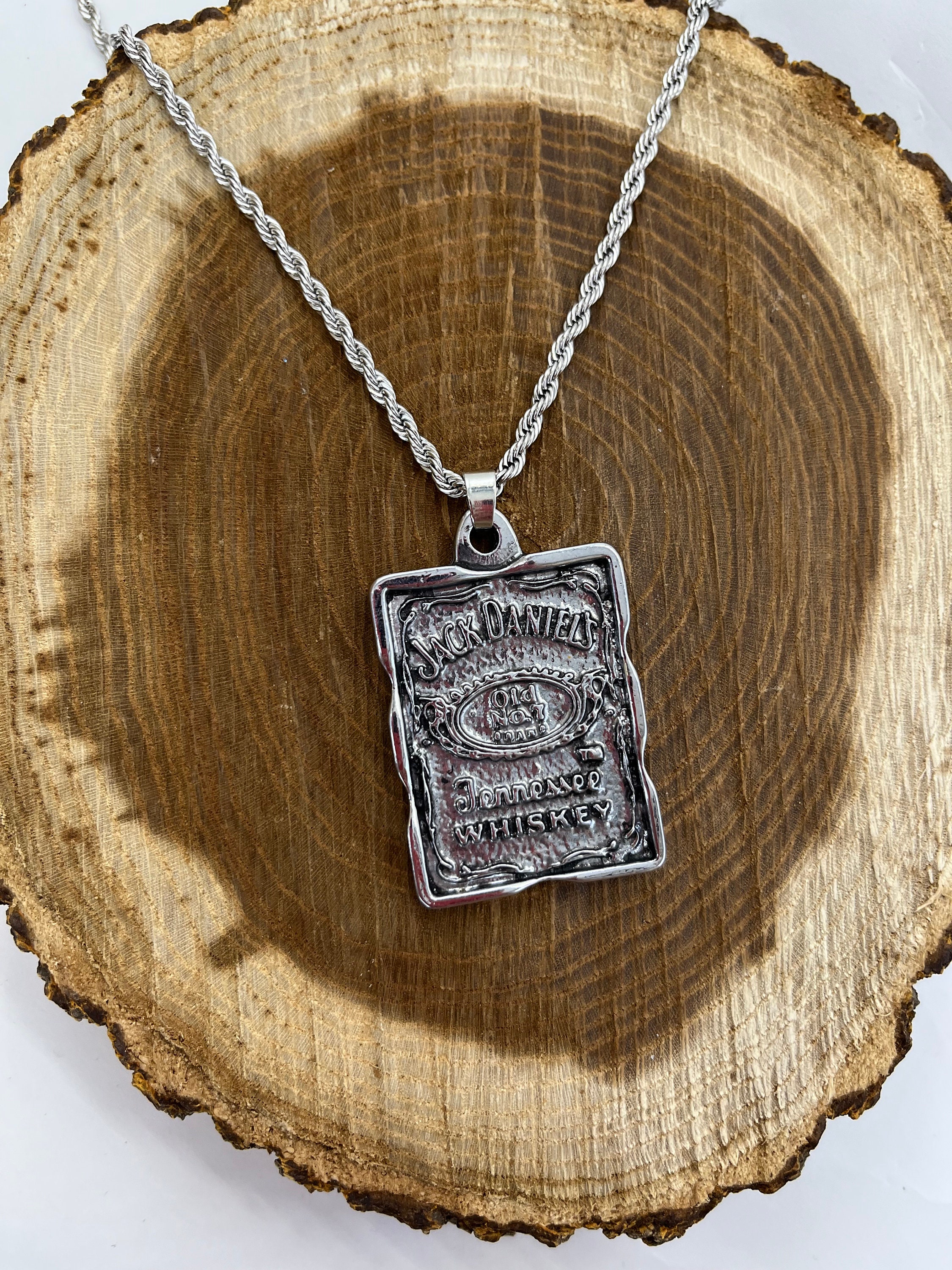 Jack Daniel's Inspired Stainless Steel Pendant Whiskey Lover's Necklace ...