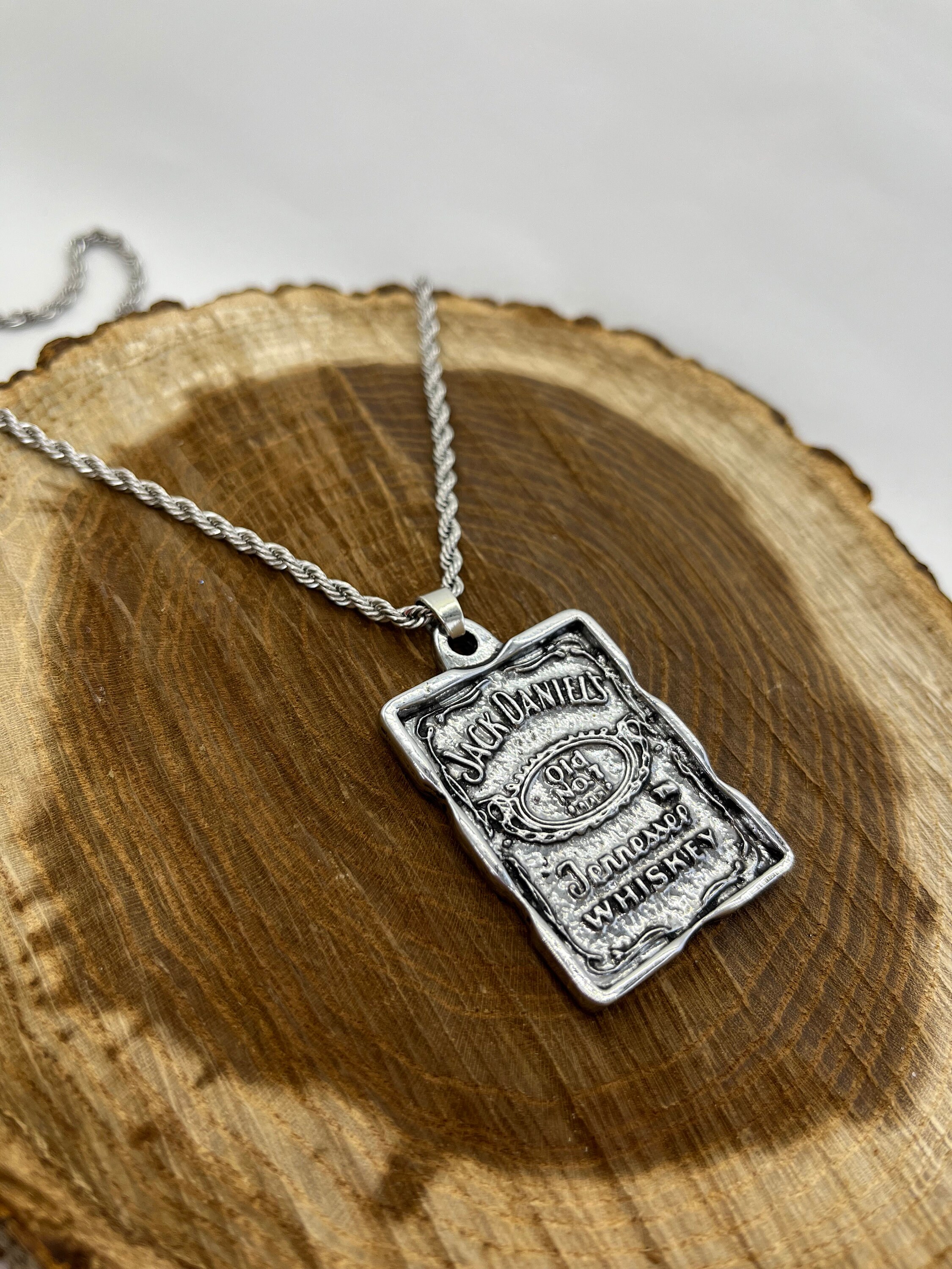 Jack Daniel's Inspired Stainless Steel Pendant Whiskey Lover's Necklace ...