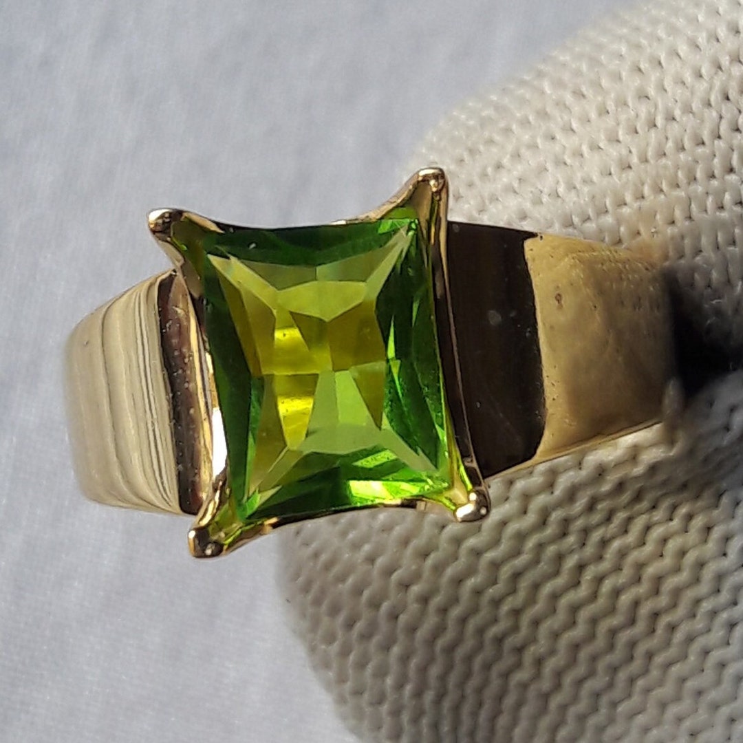 Natural Peridot Men Ring 14k Yellow Gold Special Men Wedding Ring Gift ...