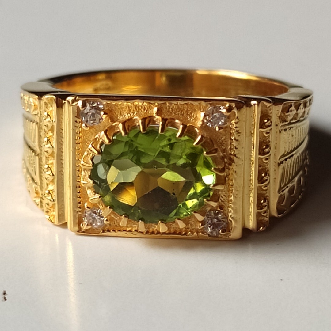 Natural Fresh Green Peridot Sterling Silver 925 Handmade Ring, High ...