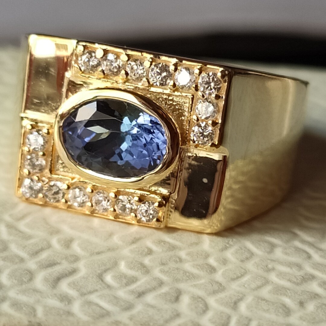 Men Tanzanite Silver Ring, Blue Color Blue Ring, 925 Sterling Silver ...