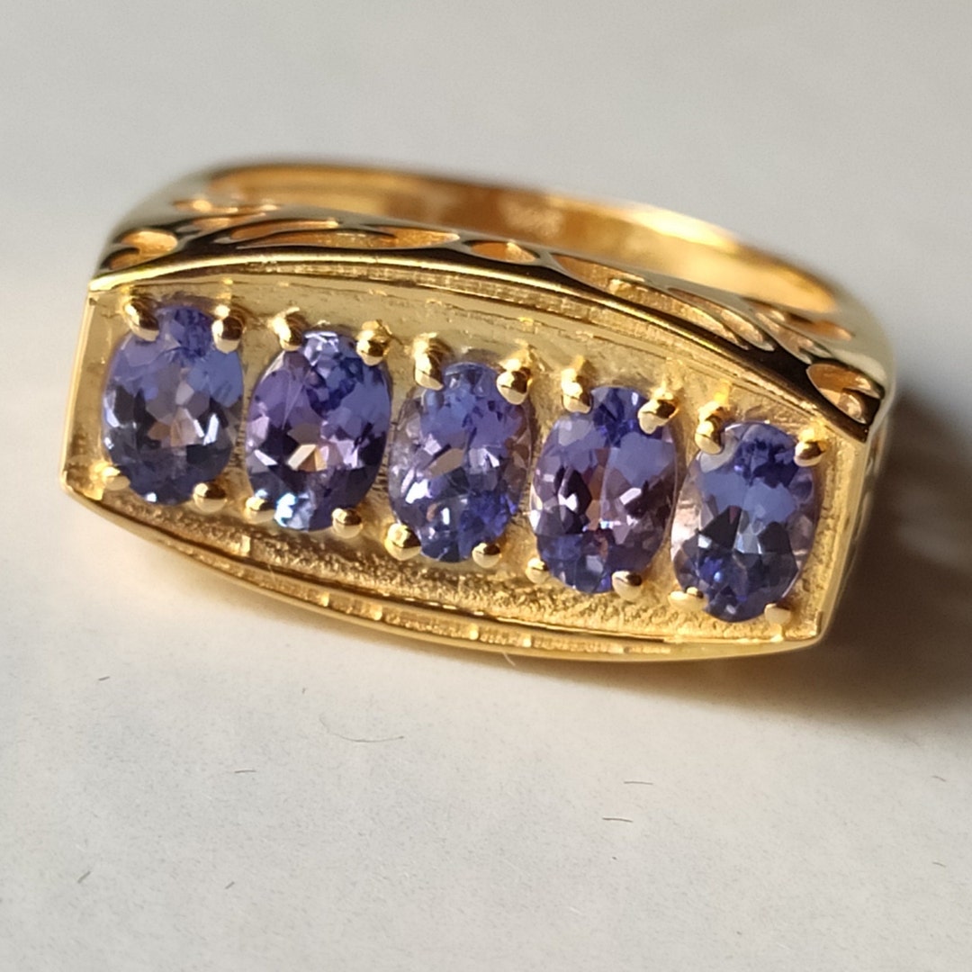 Men Tanzanite Deep Blue Color Ring, 925 Sterling Silver, Indian ...