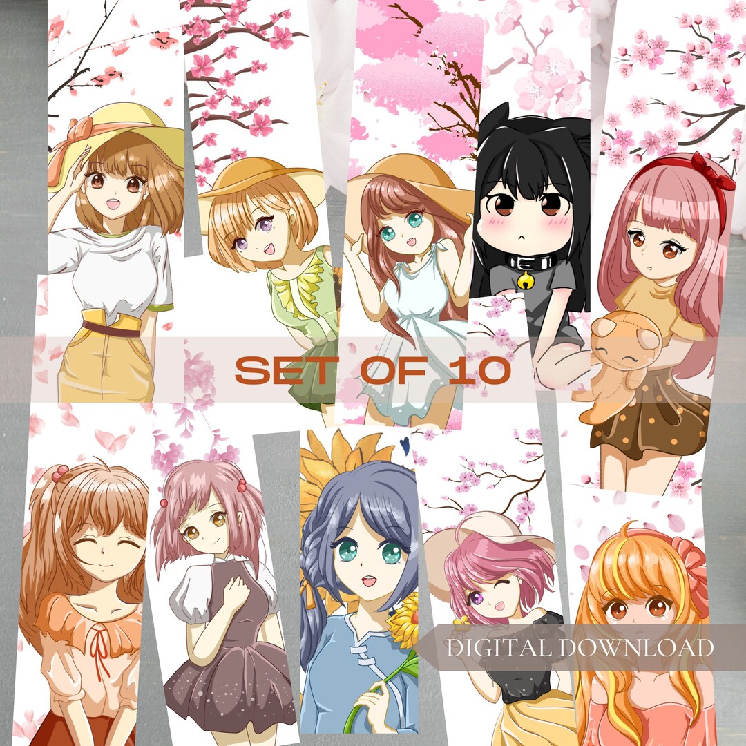 Anime Bookmarks Bundle, Printable, Anime Lover Bookmark, Set of 10 ...