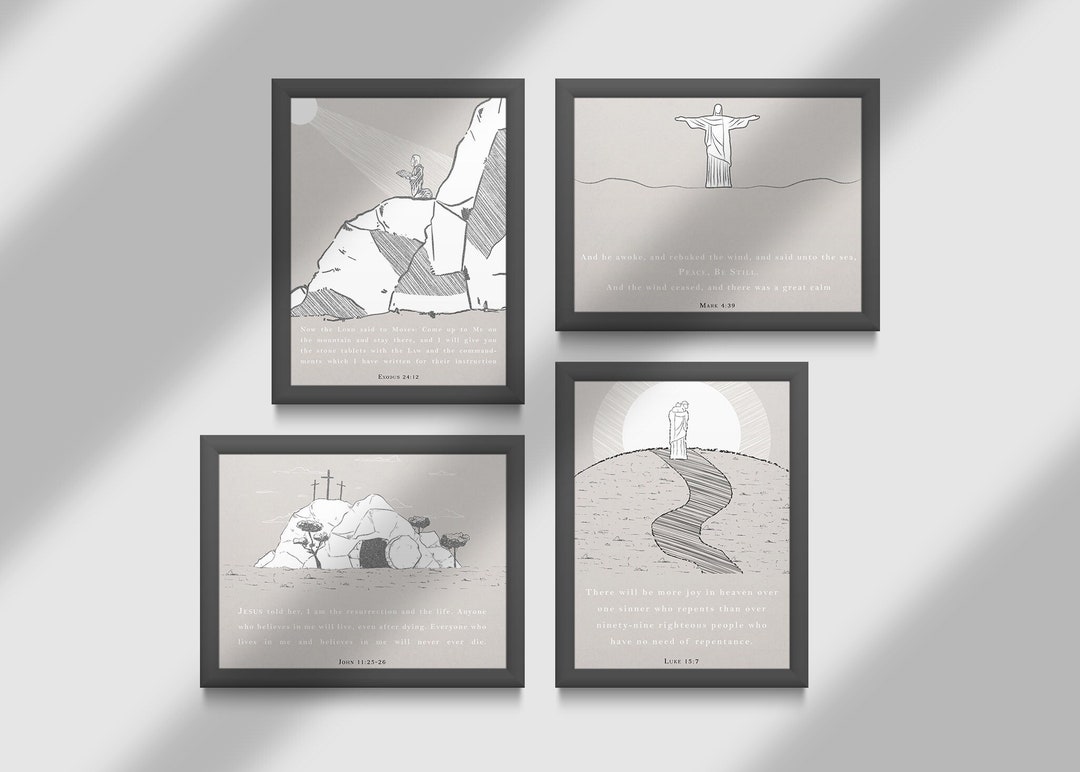 Historia bíblica arte minimalista de Jesús arte moderno del - Etsy México