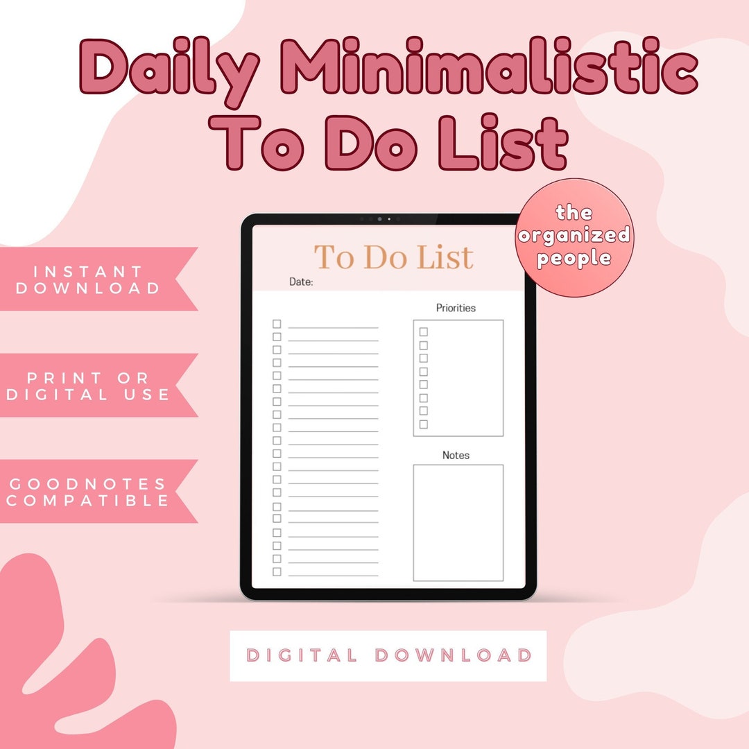 Ultimate Digital Daily To-do List | Undated Planner Template | Print or ...