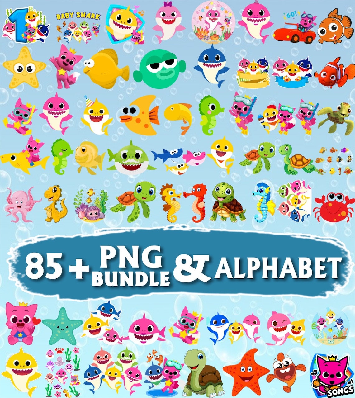 Baby Shark Png Baby Shark Clipart Font Baby Shark Birthday - Etsy