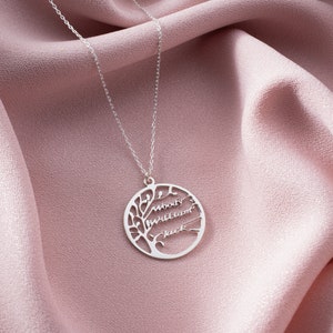 Family Tree Necklace, Personalized Gifts for Mom, Family Name Necklace ...