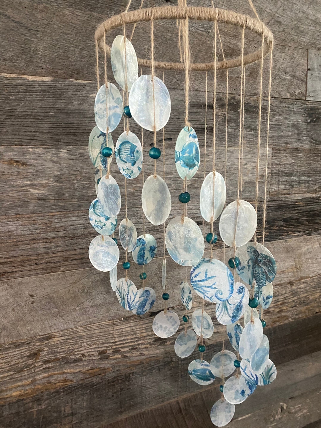Capiz Shell Wind Chime: Handmade Coastal Marine Life Decor - Etsy
