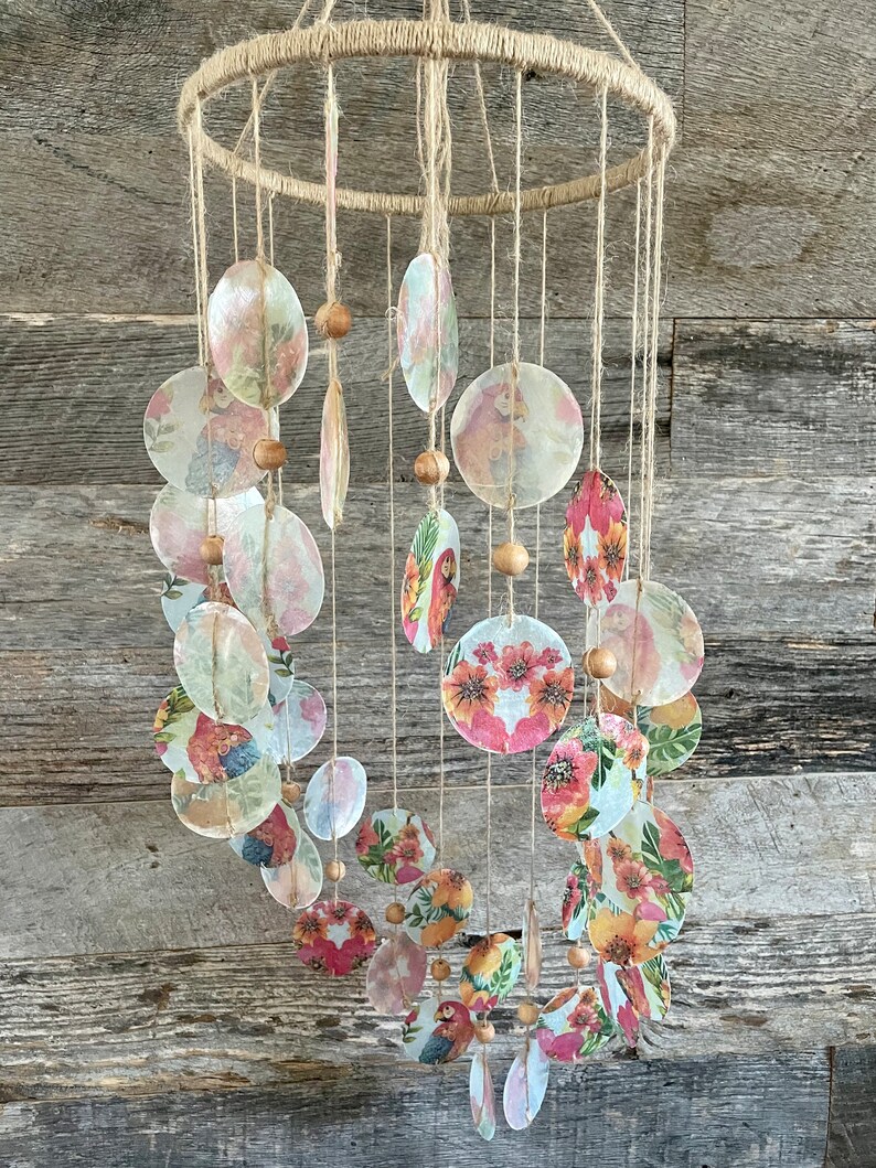 Seashell Wind Chime Capiz Shell Mobile Wind Chime Hanging - Etsy