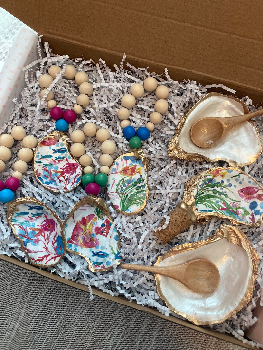 Tropical Fish Oyster Shell Gift Box: Coastal Decor Set - Etsy