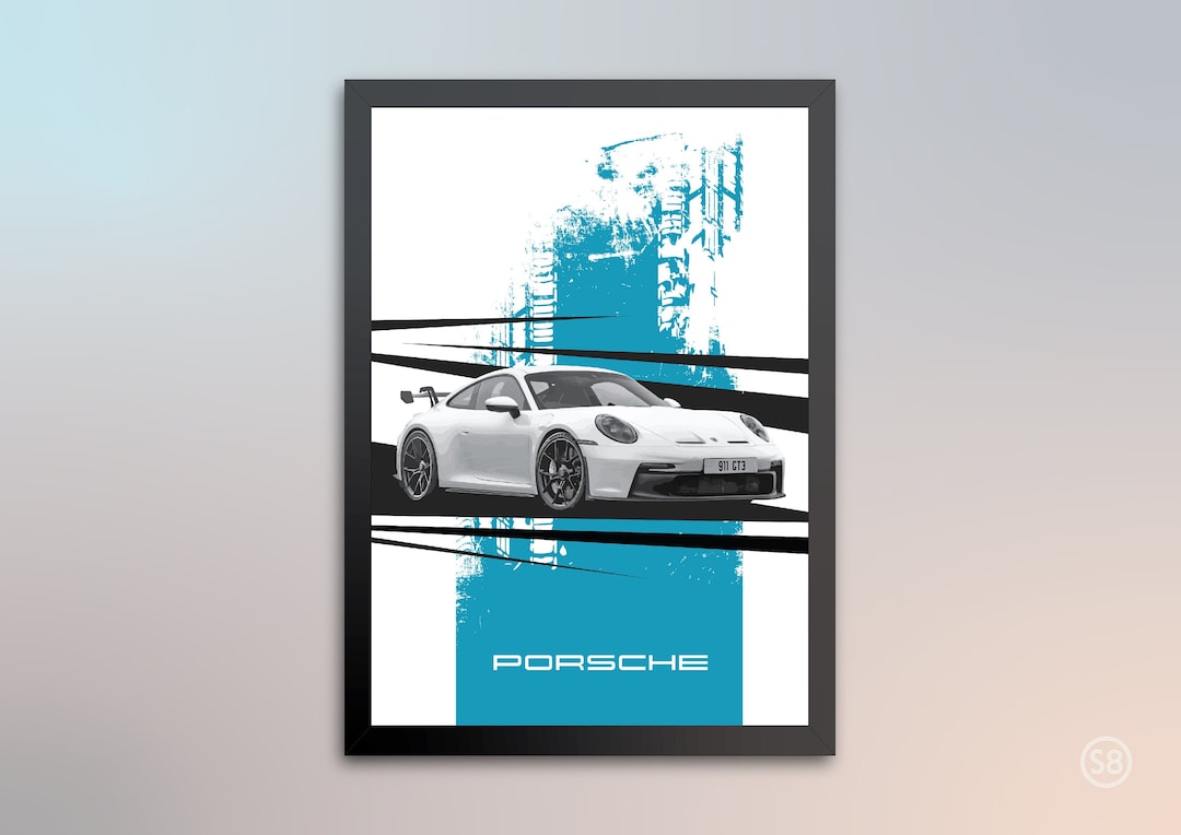 PORSCHE 911 Supercar Poster, Wall Art, Illustration, Wall Print, Car ...