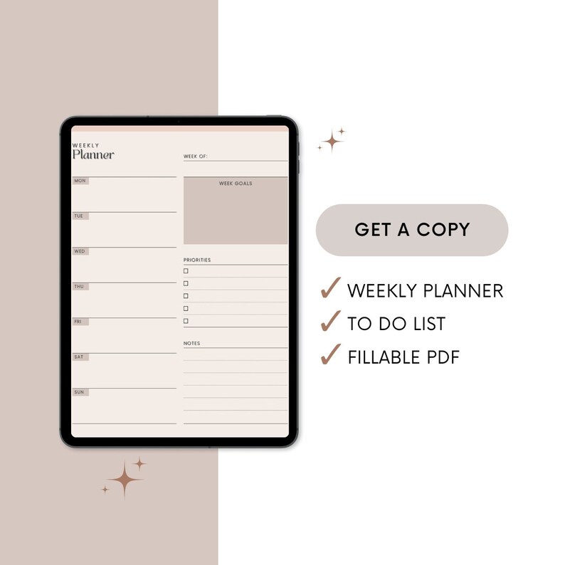 Weekly Planner, Printable, Goodnotes Planner, Todo List | Single Page ...