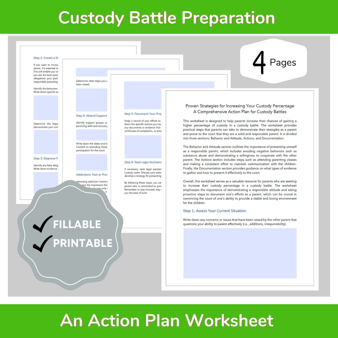 Custody Battle Parenting Worksheet Custody Worksheet Parenting Plan ...