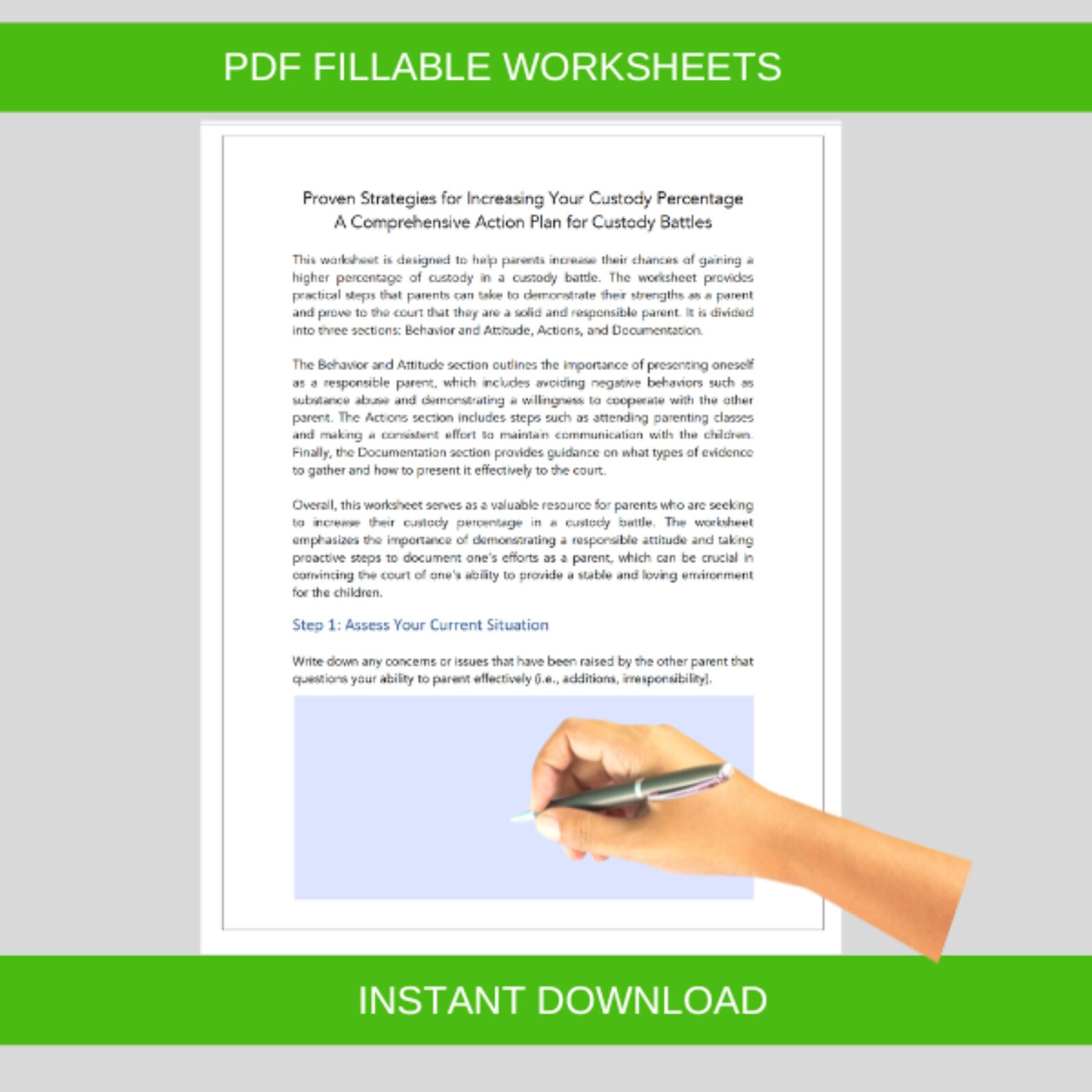 Custody Battle | Parenting Worksheet | Custody Worksheet | Parenting ...
