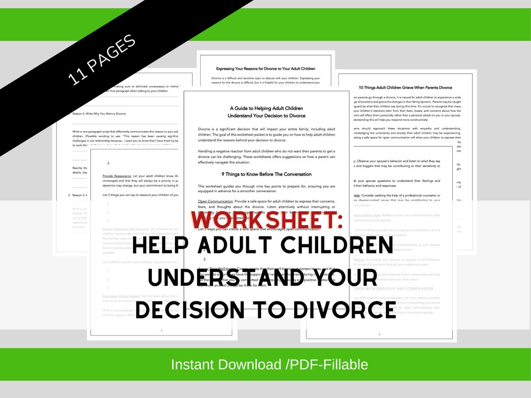Divorce & Adult Children Worksheet | Parenting Guide (digital Download ...