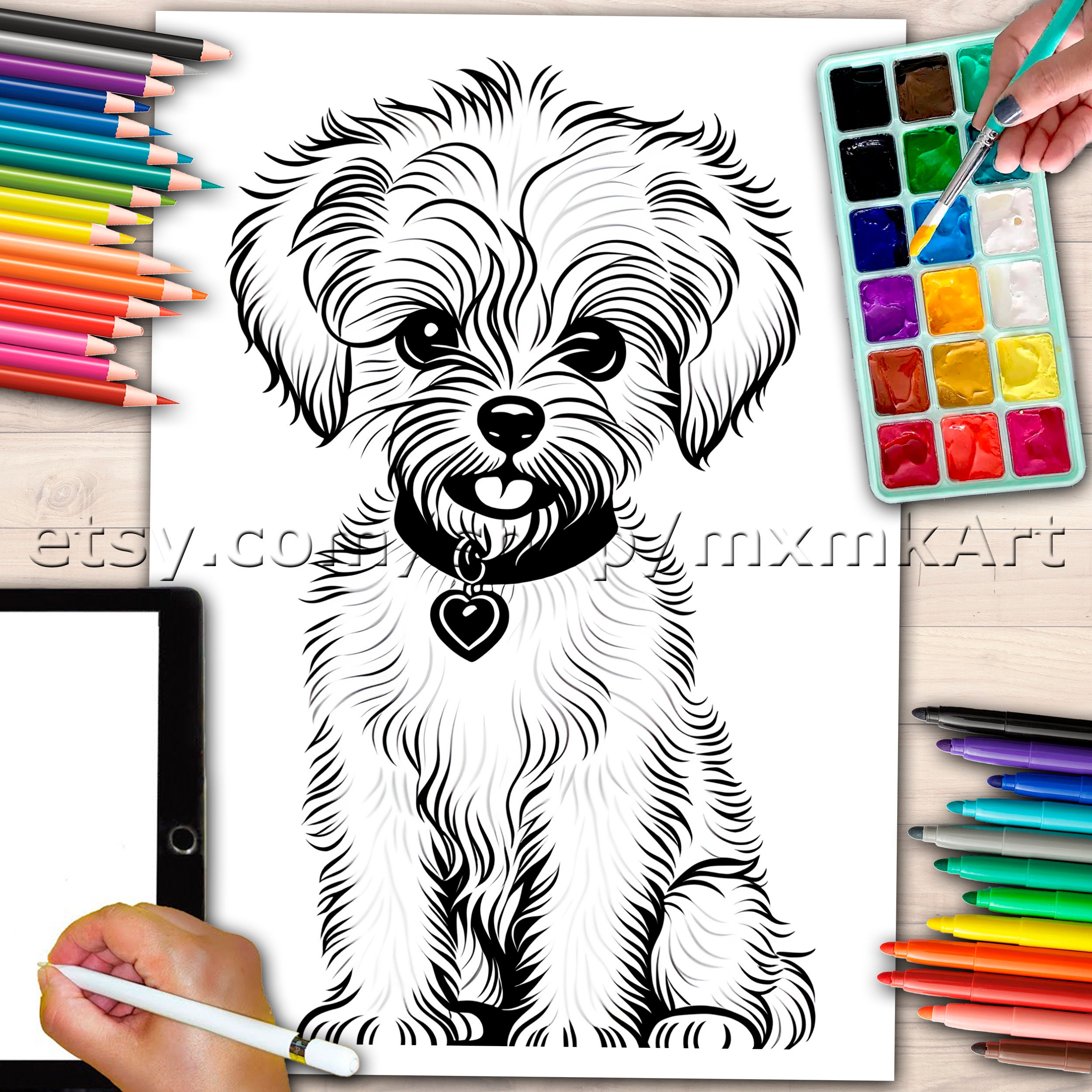 Cute 40 Puppies Coloring Pages Printable Coloring Book Funny Dogs ...