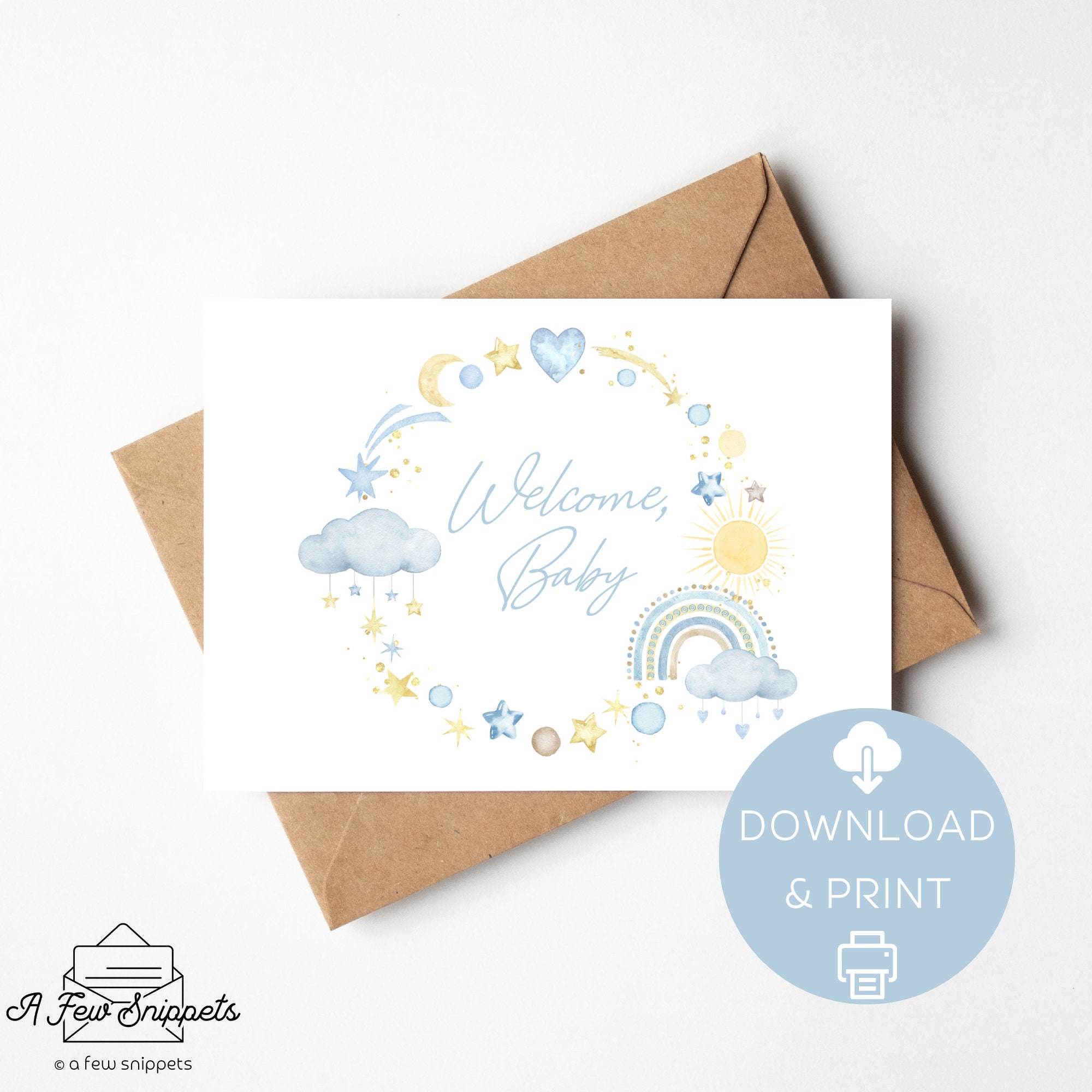 Welcome Baby Printable Card | New Baby Card| Print at Home | Card ...