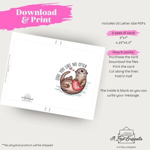Love You Like No Otter Printable Card Valentine's Day Love Anniversary ...