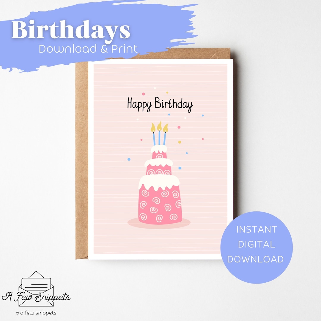 Happy Birthday Printable Card | Birthday Card | Card Template | Instant ...