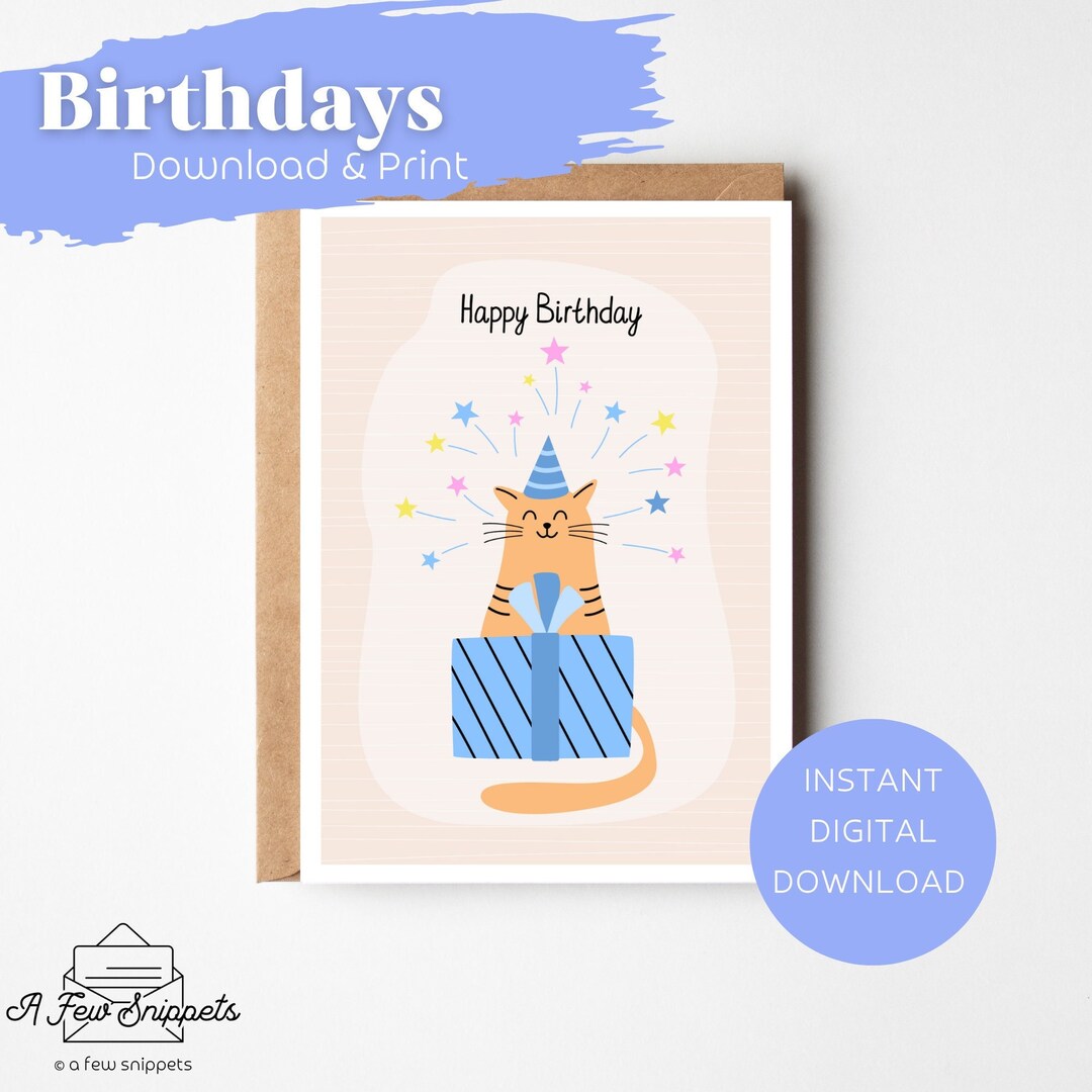 Happy Birthday Printable Card | Birthday Card | Card Template | Instant ...