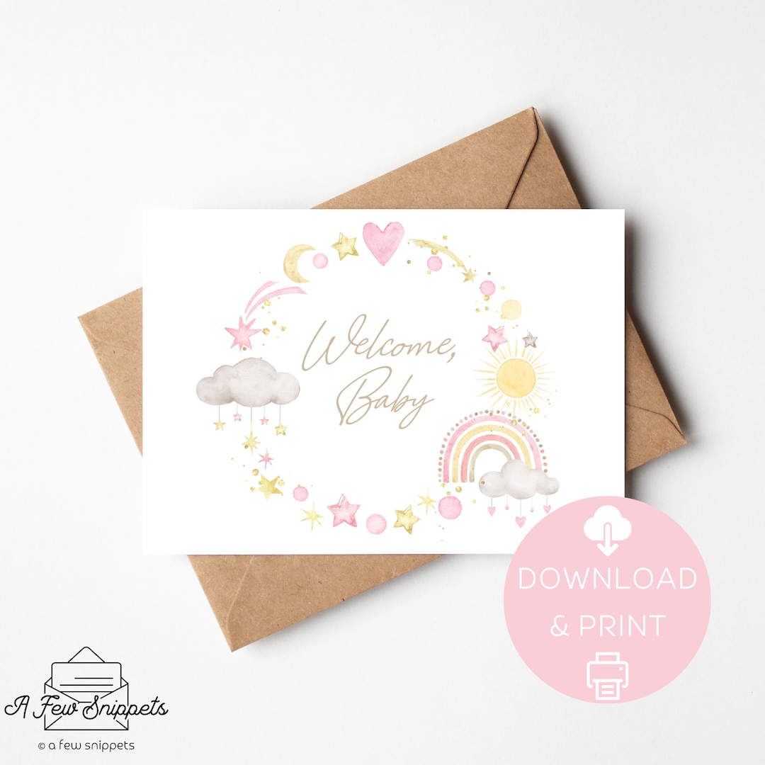 Welcome Baby Printable Card | New Baby Card| Print at Home | Card ...