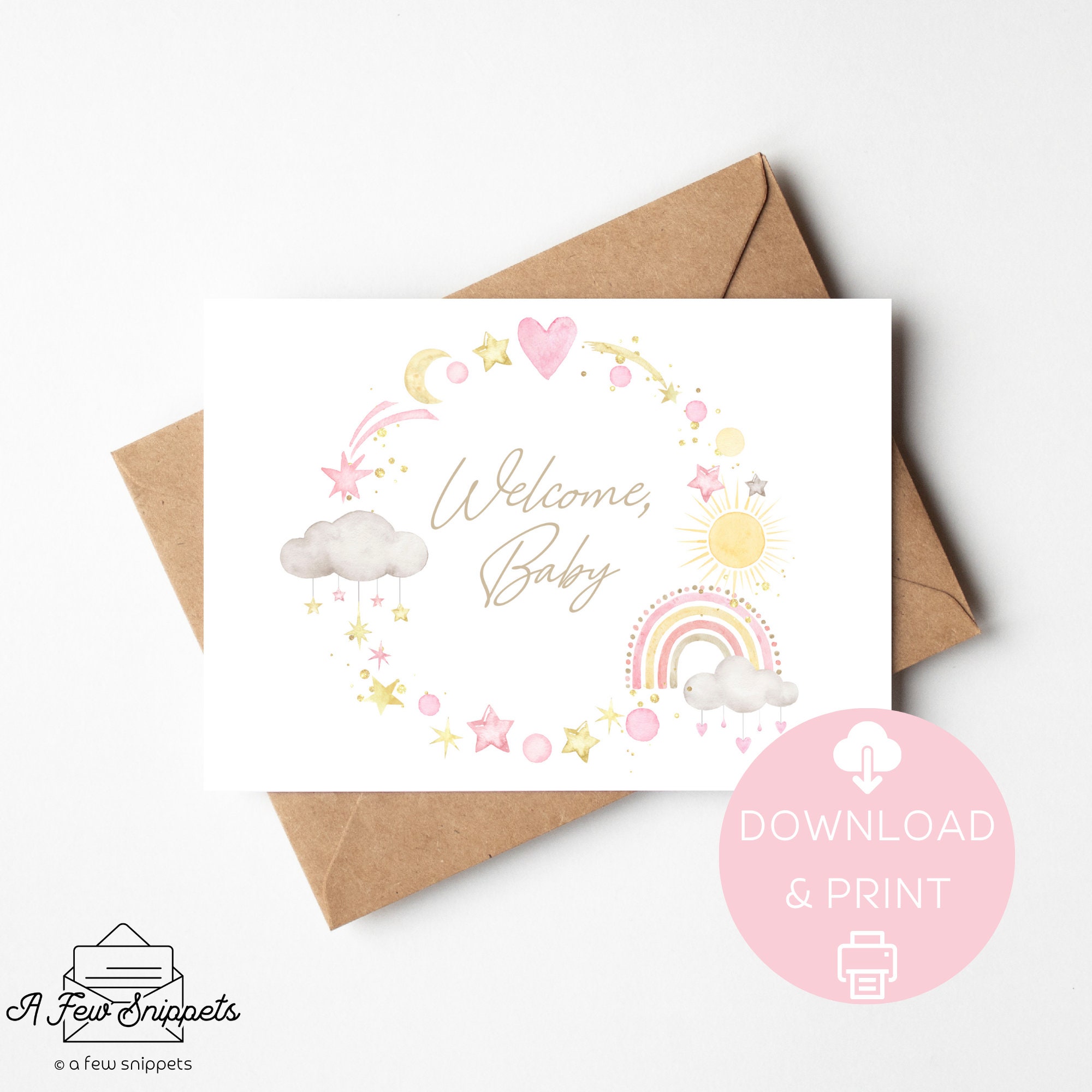 Welcome Baby Printable Card | New Baby Card| Print at Home | Card ...