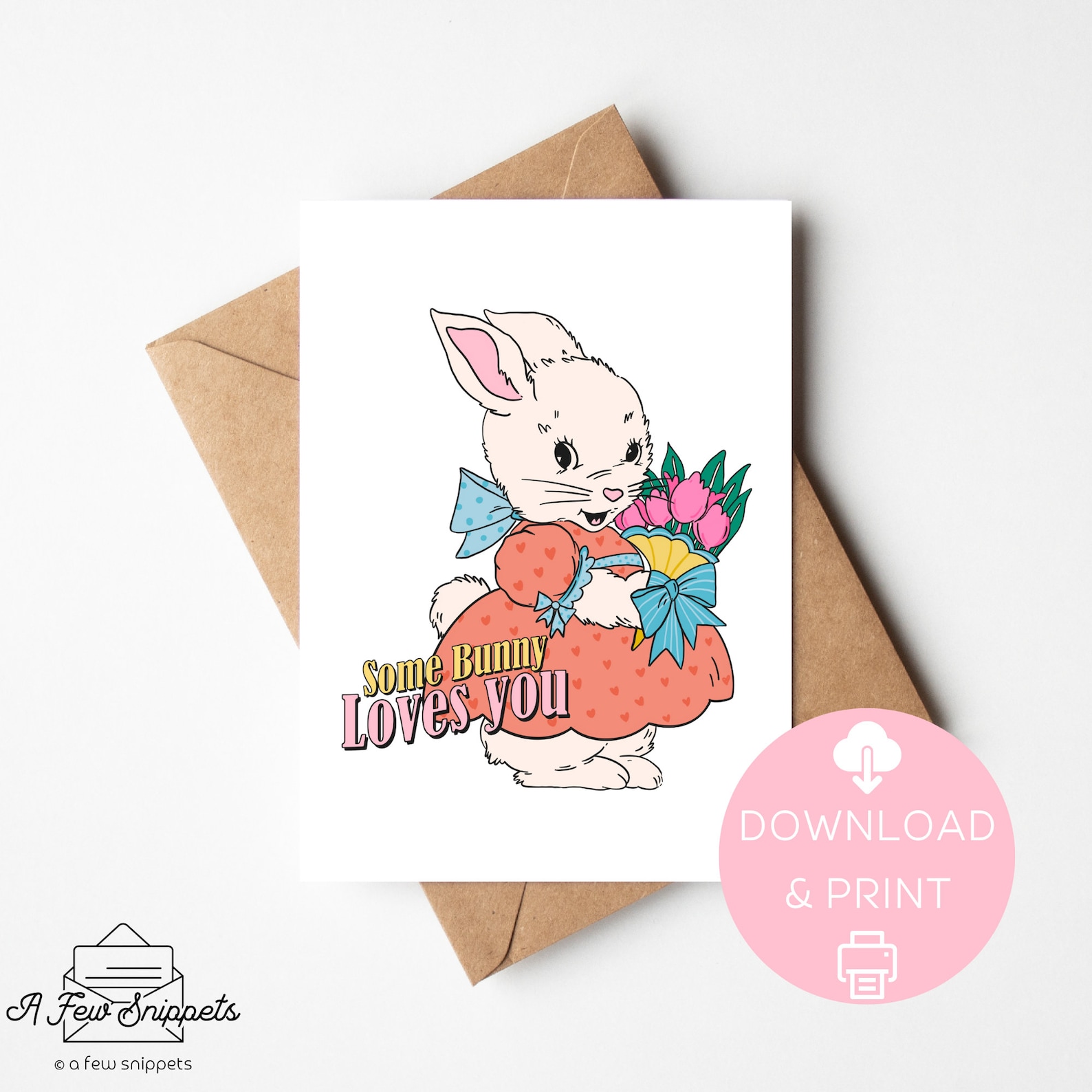 Some Bunny Loves You Printable Card | Easter | Retro | Bunny | Print at ...