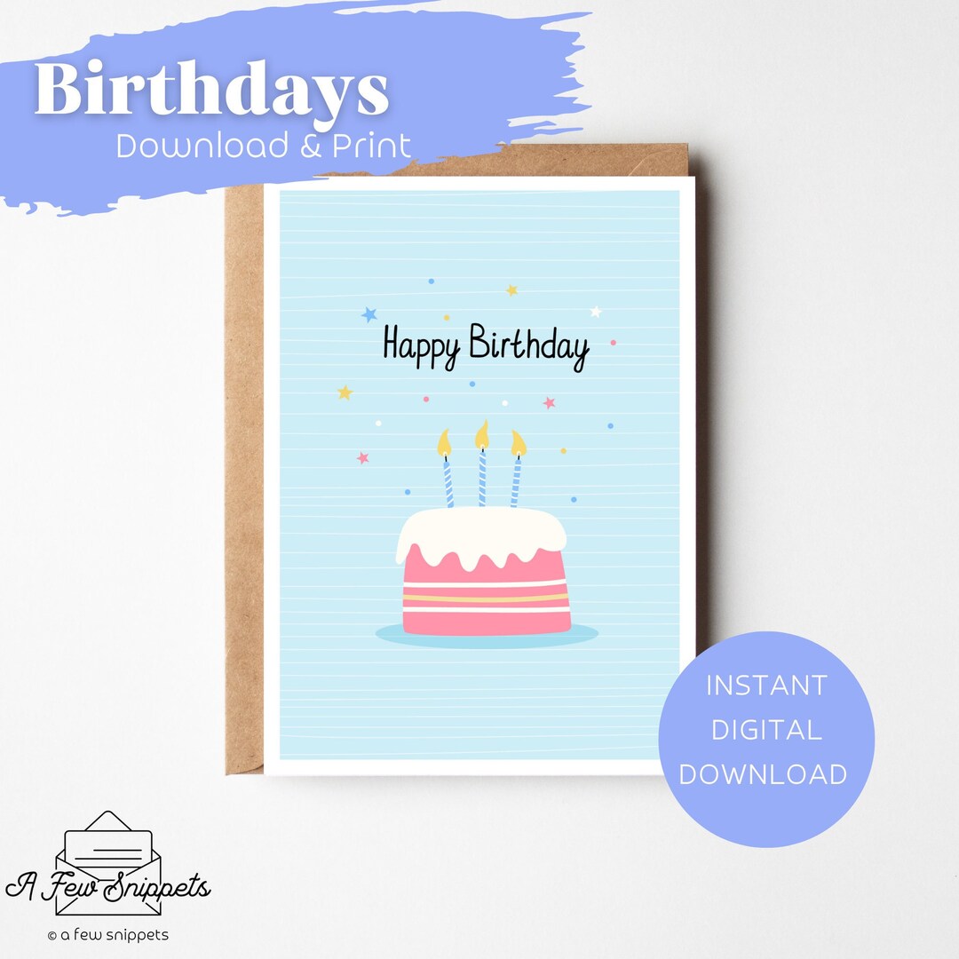 Happy Birthday Printable Card | Birthday Card | Card Template | Instant ...
