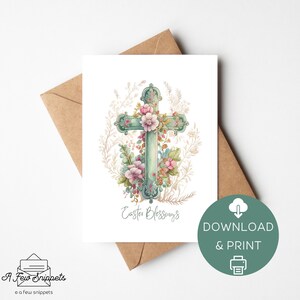 Easter Blessings Printable Card Religious Easter Card Cross Print at ...