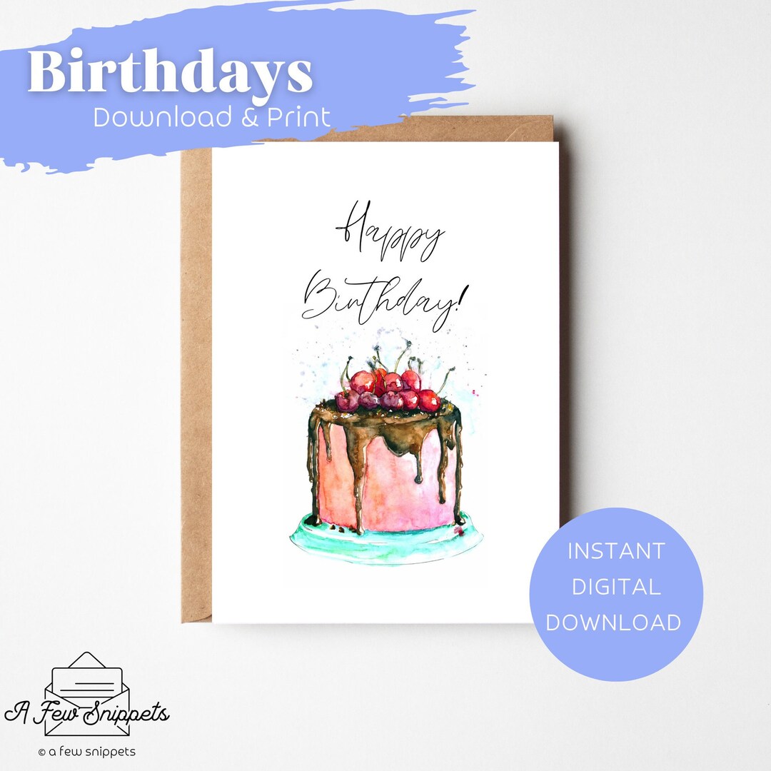 Happy Birthday Printable Card | Birthday Card | Card Template | Instant ...