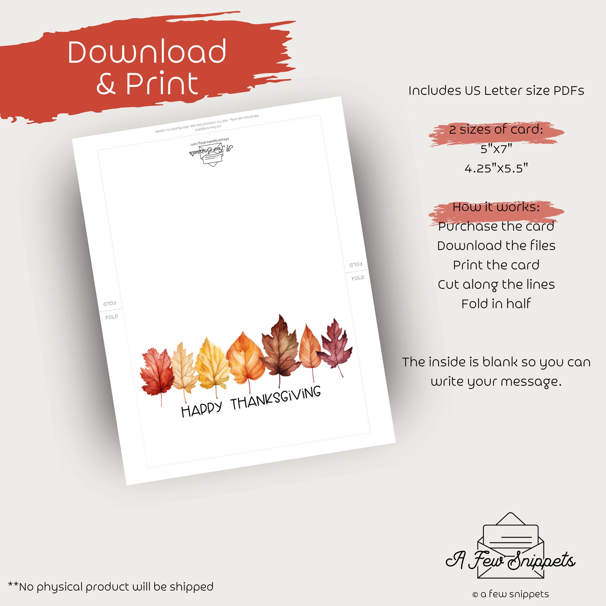 Happy Thanksgiving Printable Card | Thanksgiving | Print at Home | Card ...