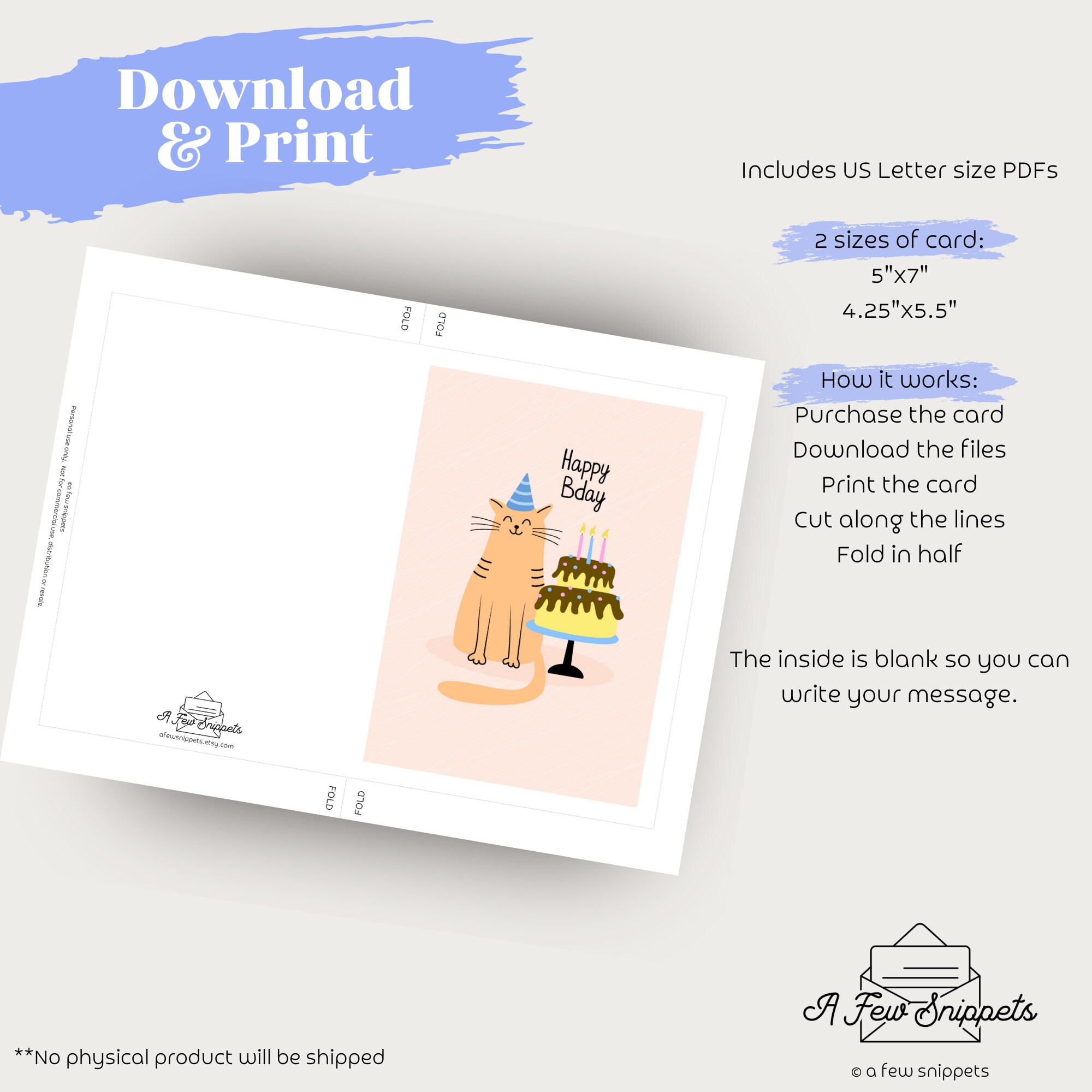 Happy Bday Printable Card Birthday Card Card Template Instant Download ...