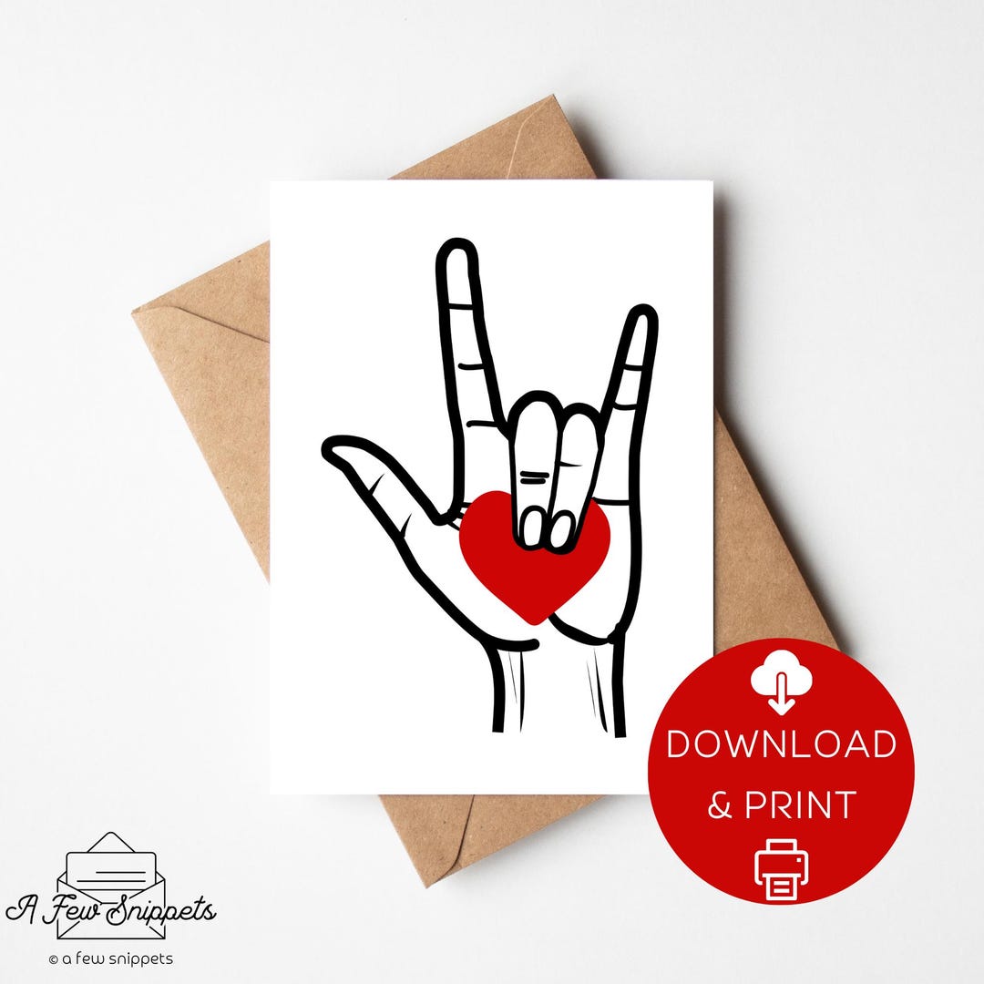 ASL I Love You Card: Anniversary Valentine Printable (digital Download ...