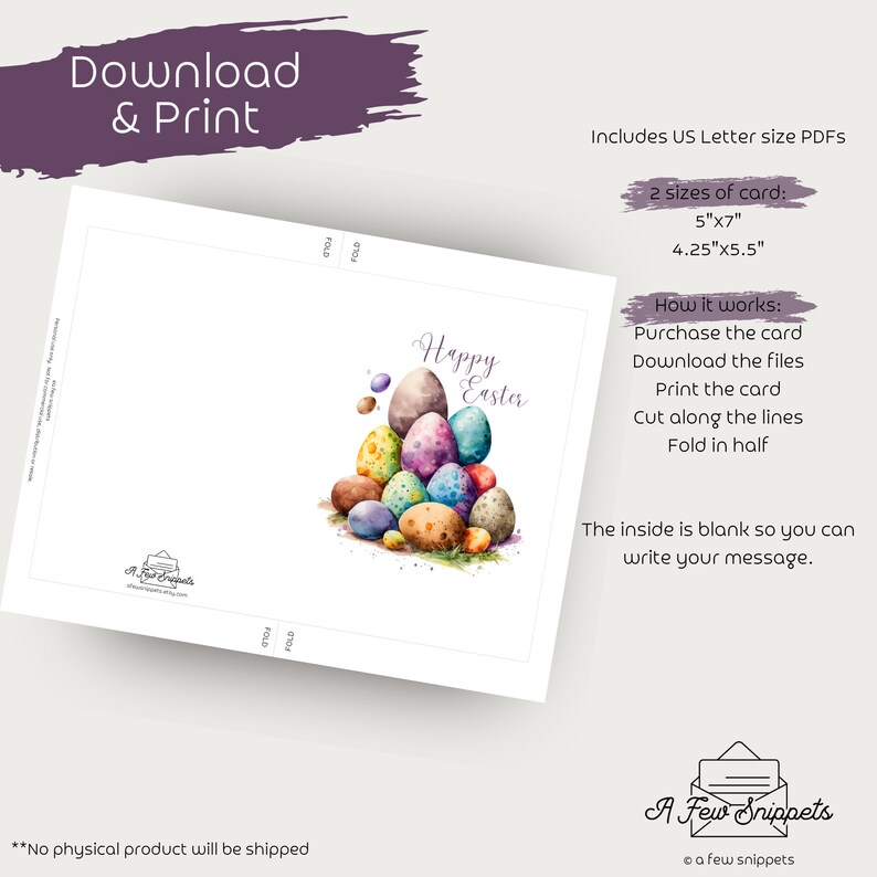 Happy Easter Printable Card Easter Eggs Colourful Eggs Print at Home ...